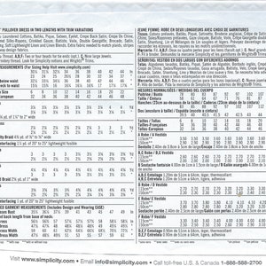 Uncut Simplicity Sewing Pattern 2363 Pullover Dress With Pockets SZ 6 ...