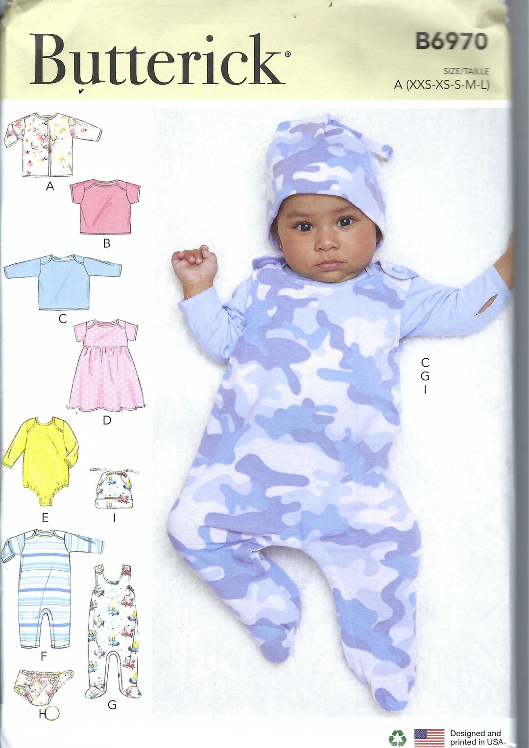 Uncut Butterick Sewing Pattern 6970 Infants' Jacket, Tops, Dress ...