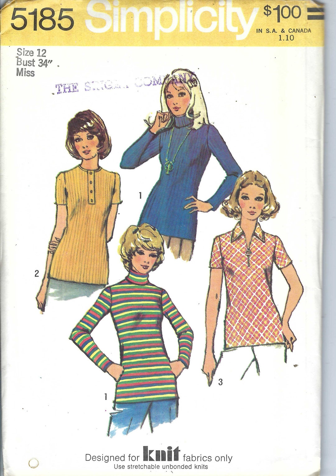 Uncut Vintage Simplicity Sewing Pattern 5185 Top Pattern Size 12 FF - Etsy