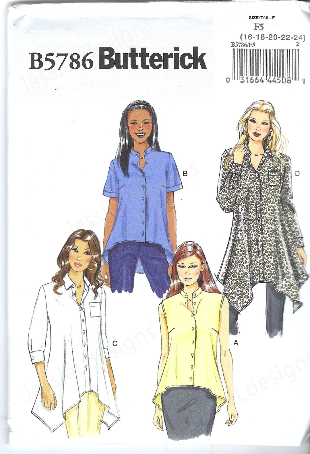 Uncut Butterick Sewing Pattern 5786 | Women Shirt Sewing Pattern Sizes ...