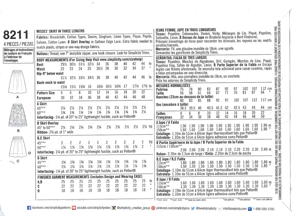 Uncut Simplicity Sewing Pattern 8211 Dirndl Skirts in Three - Etsy