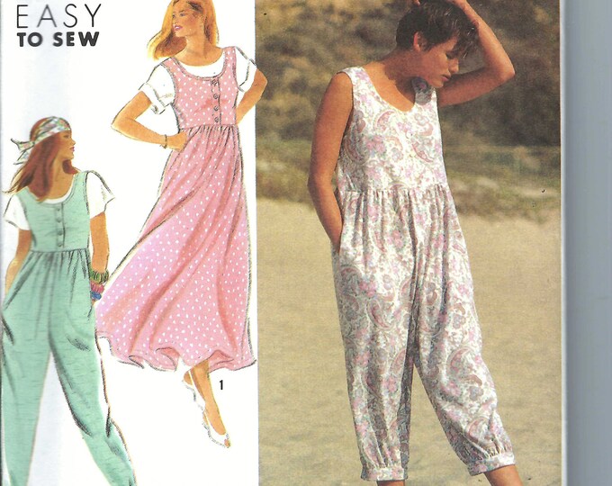 Rare Uncut Vintage Simplicity Sewing Pattern 7177 Misses Jumpsuit in Two Lengths and Jumper Size ...