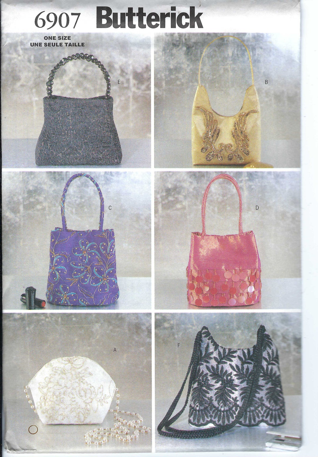 Uncut Butterick Sewing Pattern 6907 Evening Bags 6 Different Evening ...