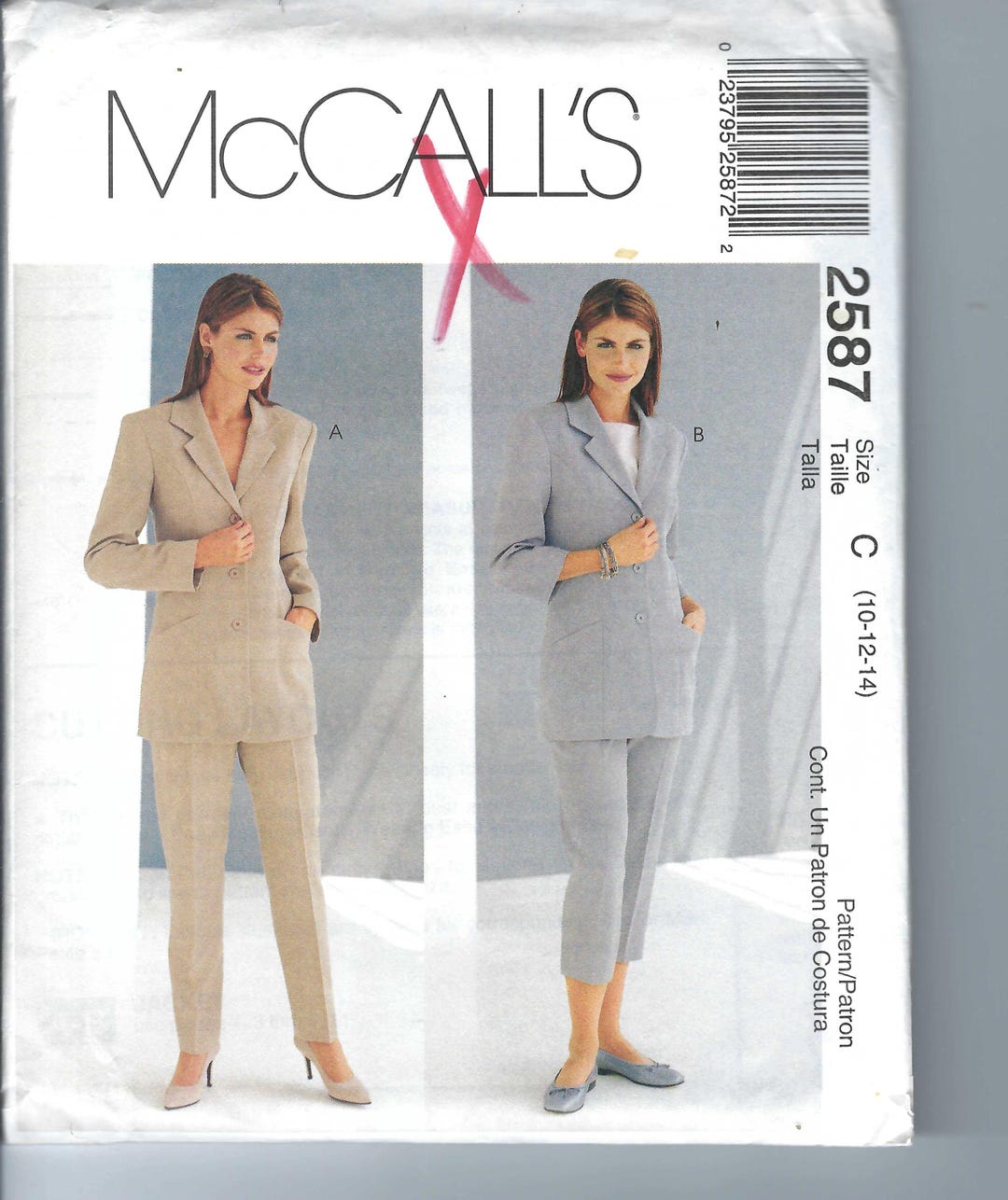 Uncut Mccalls Sewing Pattern 2587 Pattern Lined Jacket, Top and Pants ...