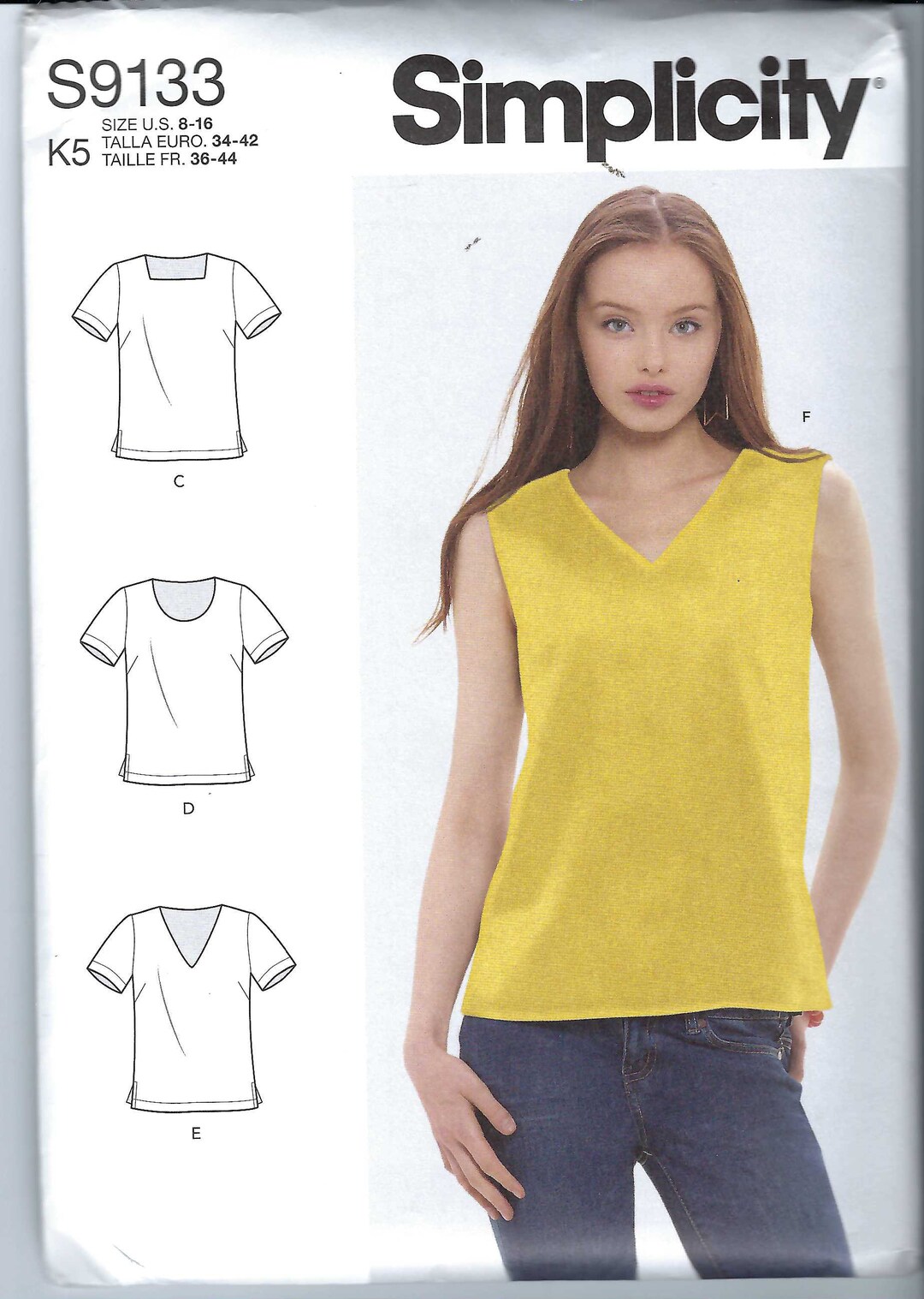 Uncut Simplicity Sewing Pattern 9133 Simple Knit Tshirt Blouse Top ...