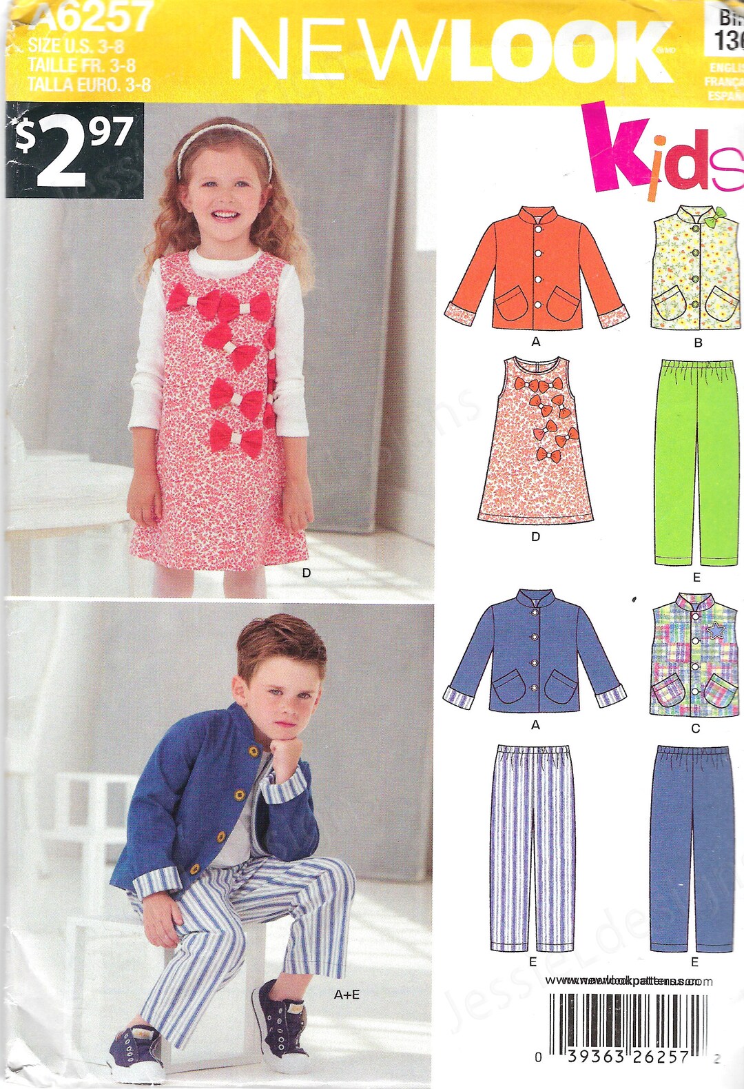 Uncut New Look Sewing Pattern 6257 Kids' Boy and Girl Toddler's Jackets ...