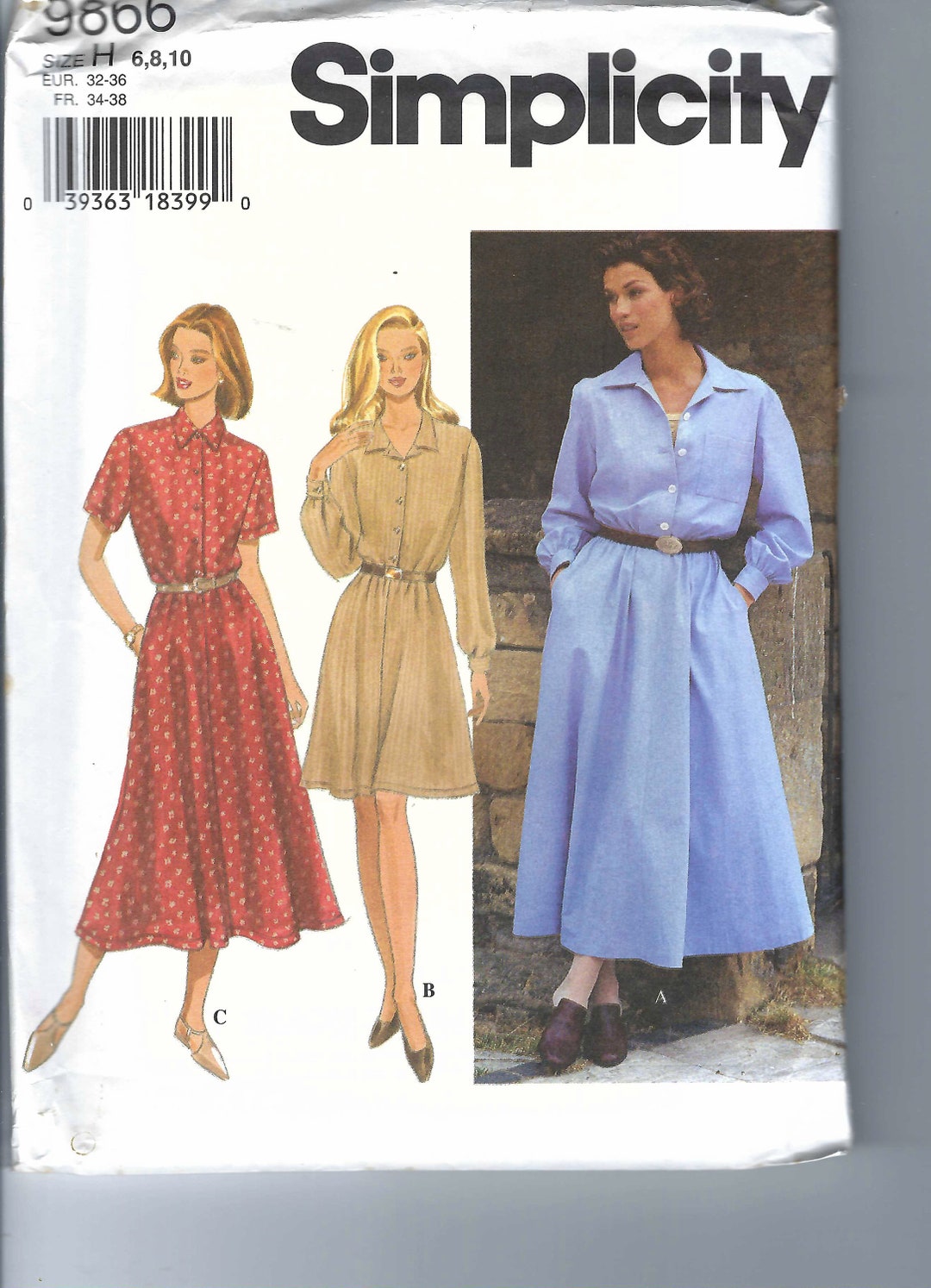 UNCUT Vintage Simplicity Sewing Pattern 9866 Flared Dress in 2 Lengths ...