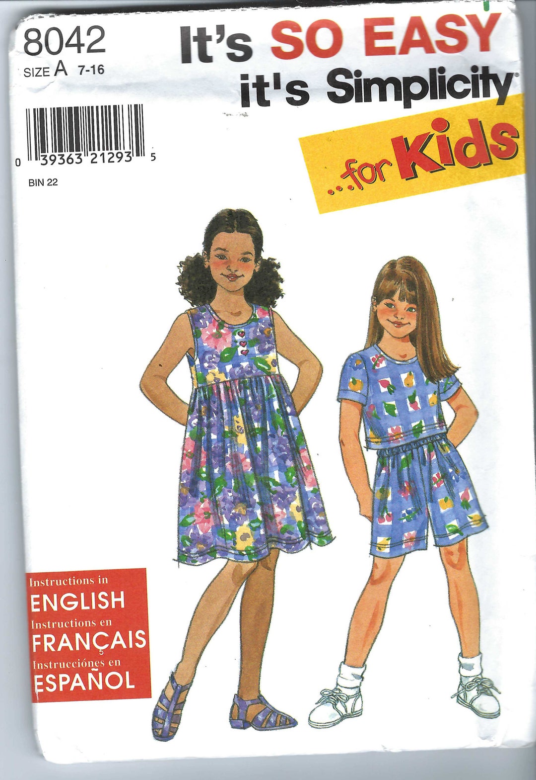 Uncut Vintage Simplicity Sewing It's so Easy for Kids" Pattern 8042 ...