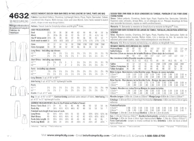 Uncut Simplicity Sewing Pattern 4632 Design Your Own Misses Wardrobe ...