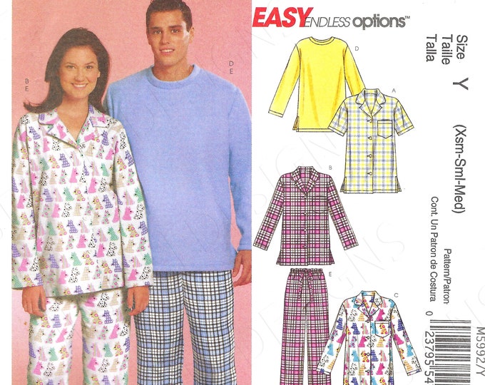 Uncut Mccalls Sewing Pattern 5992, Men's Pjs, Misses Pjs,size XS-S-M L ...