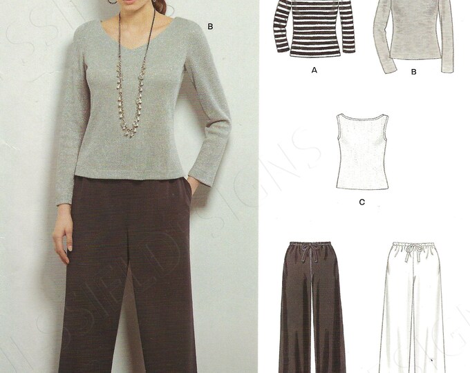 Uncut New Look Sewing Pattern 6402 Misses Boat Neck Blouse Top Pants Sz ...