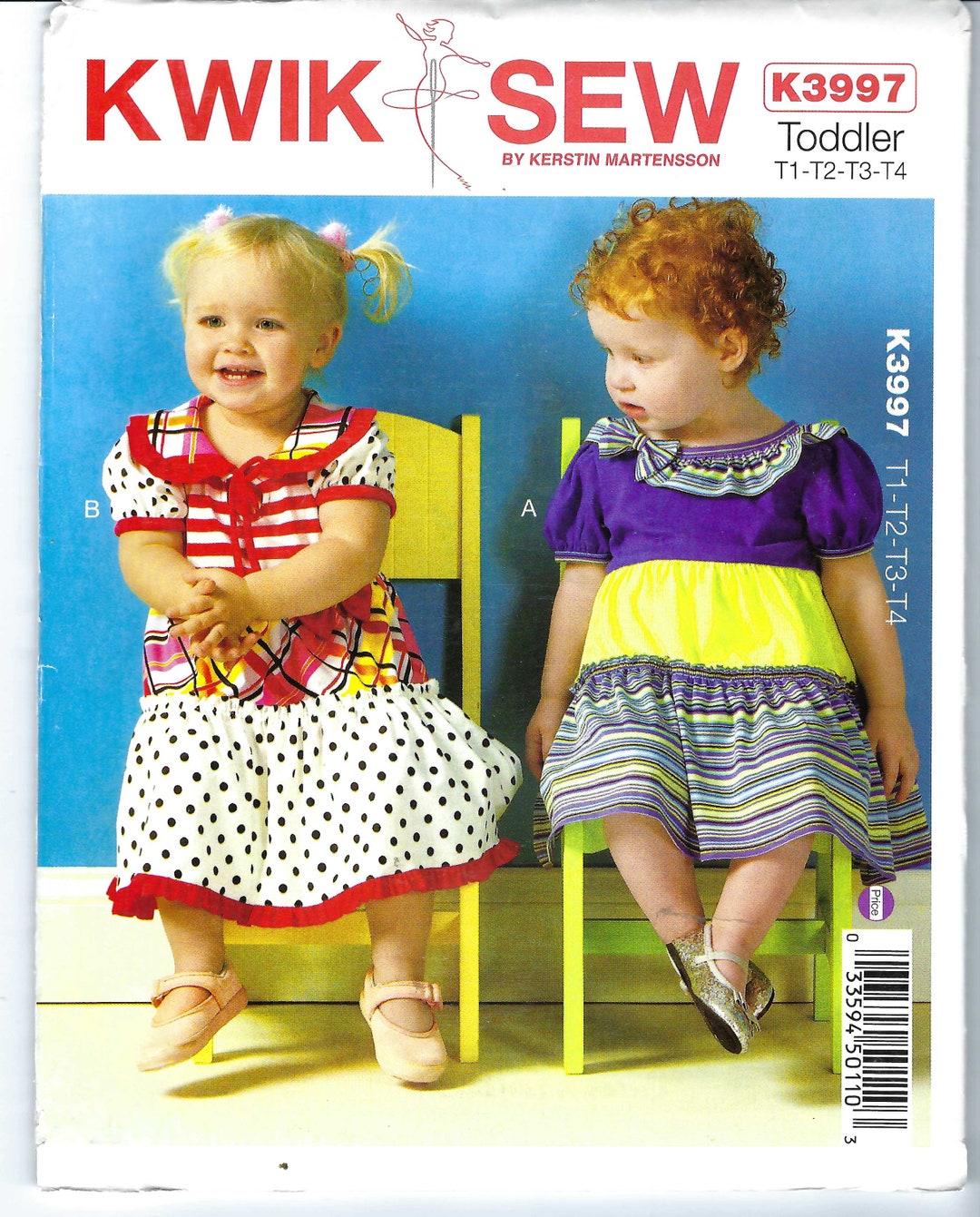 Uncut Kwik Sewing Pattern 3997 Toddlers Dresses Tiered With Collar ...