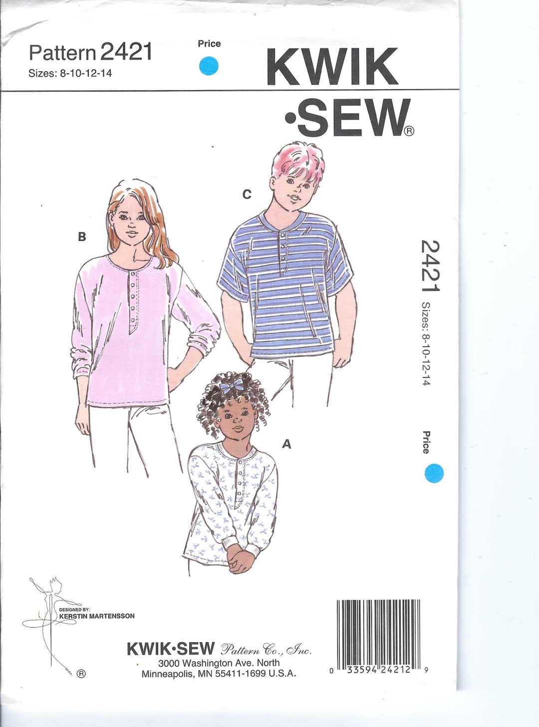 Uncut Kwik Sew Pattern 2421 Boy's and Girl's Shirts Size 8-14 FF - Etsy