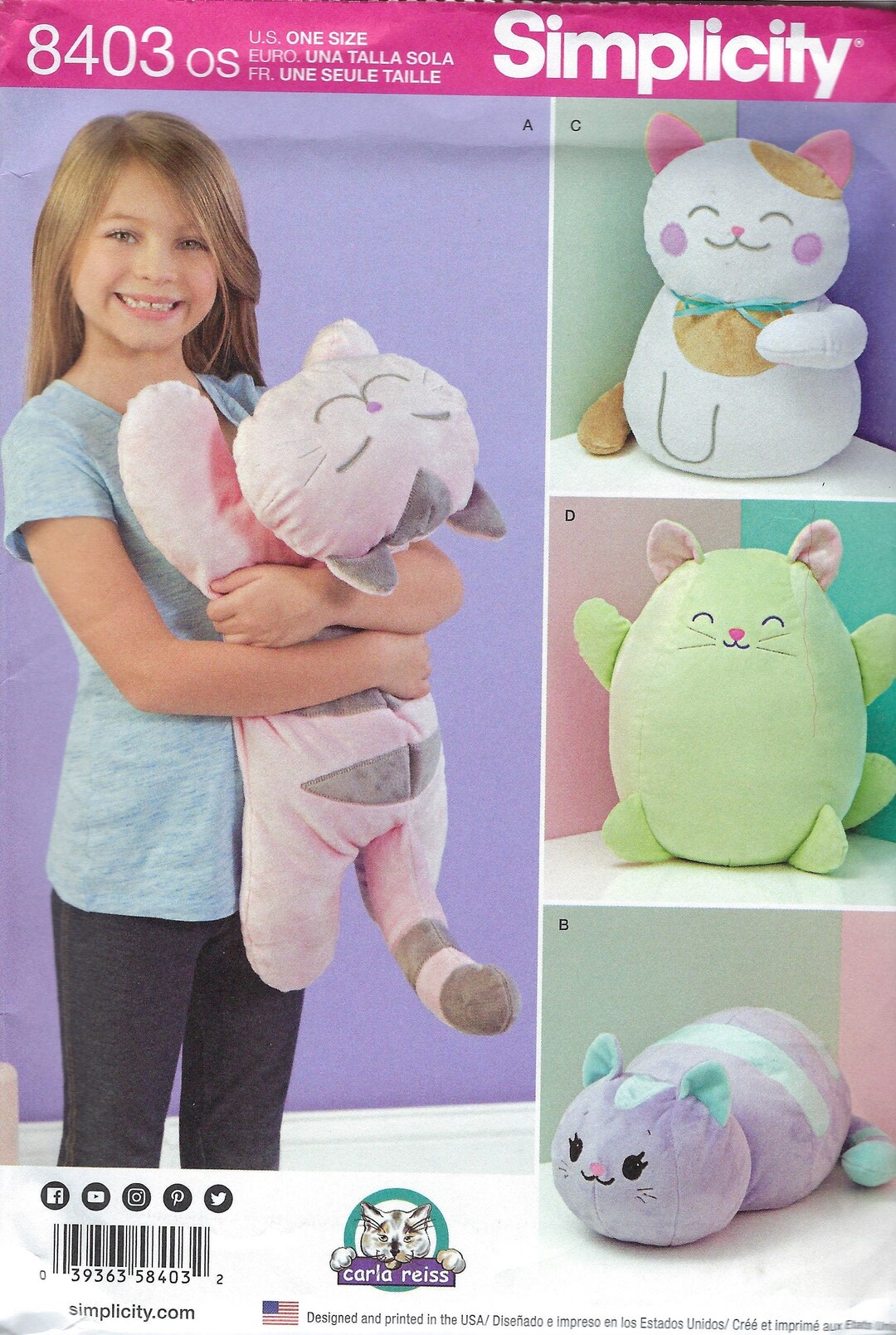 Uncut Simplicity Sewing Pattern 8403 Stuffed Kitties One Size FF - Etsy