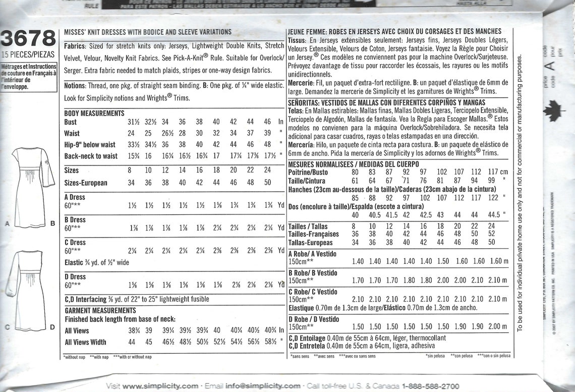 Uncut Simplicity Sewing Pattern 3678 Threads Magazine Dress - Etsy