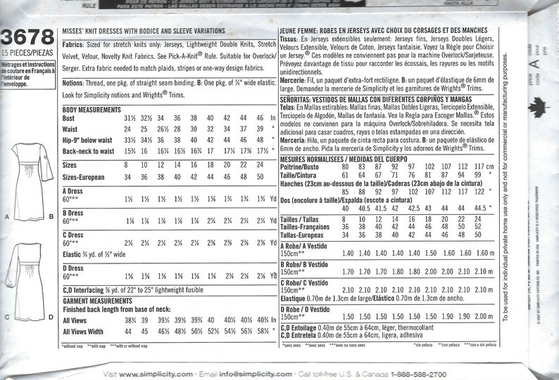 Uncut Simplicity Sewing Pattern 3678 Threads Magazine Dress - Etsy