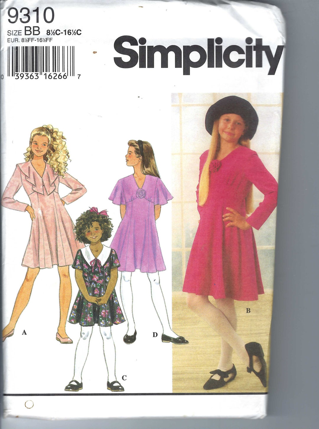 Uncut Vintage Simplicity Sewing Pattern 9310 Girls Empire Waist Dress ...