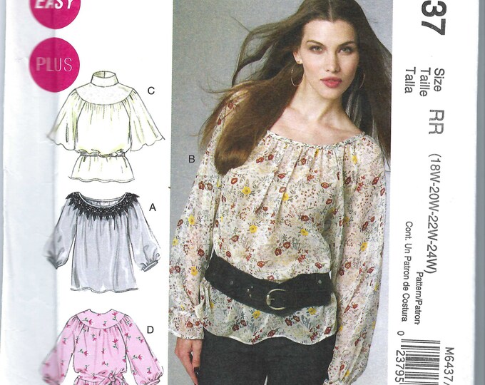 UNCUT Mccalls Sewing Pattern 6437 Easy Misses Tops and Belt Sizes 8-16 ...