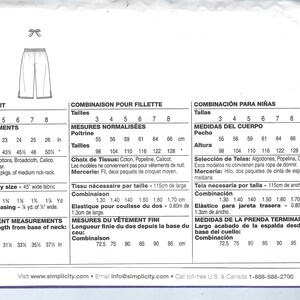 UNCUT Simplicity Sewing Pattern 2006 Children Jumpsuit Uncut Sizes 3-8 ...