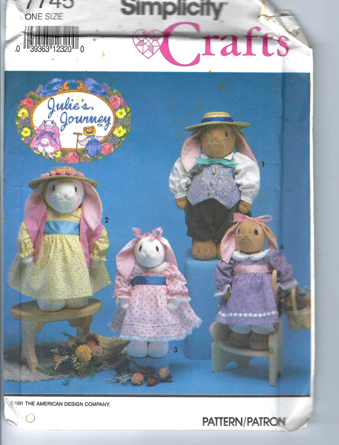 Uncut Vintage Simplicity Sewing Pattern 7745 Bunny in 2 Sizes and ...
