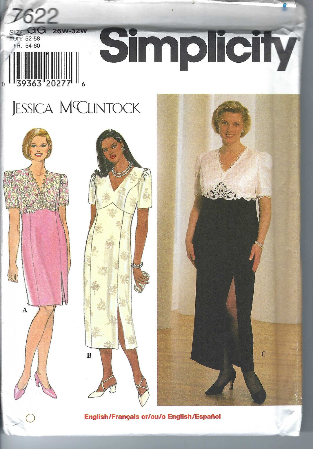 Uncut Vintage Simplicity Sewing Pattern 7622 Jessica Mcclintock Dress ...