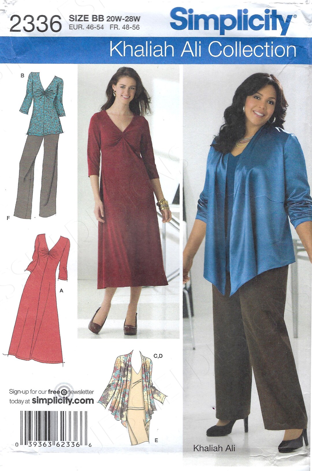 Uncut Simplicity Sewing Pattern 2336 Khaliah Ali Jacket Dress Pants ...