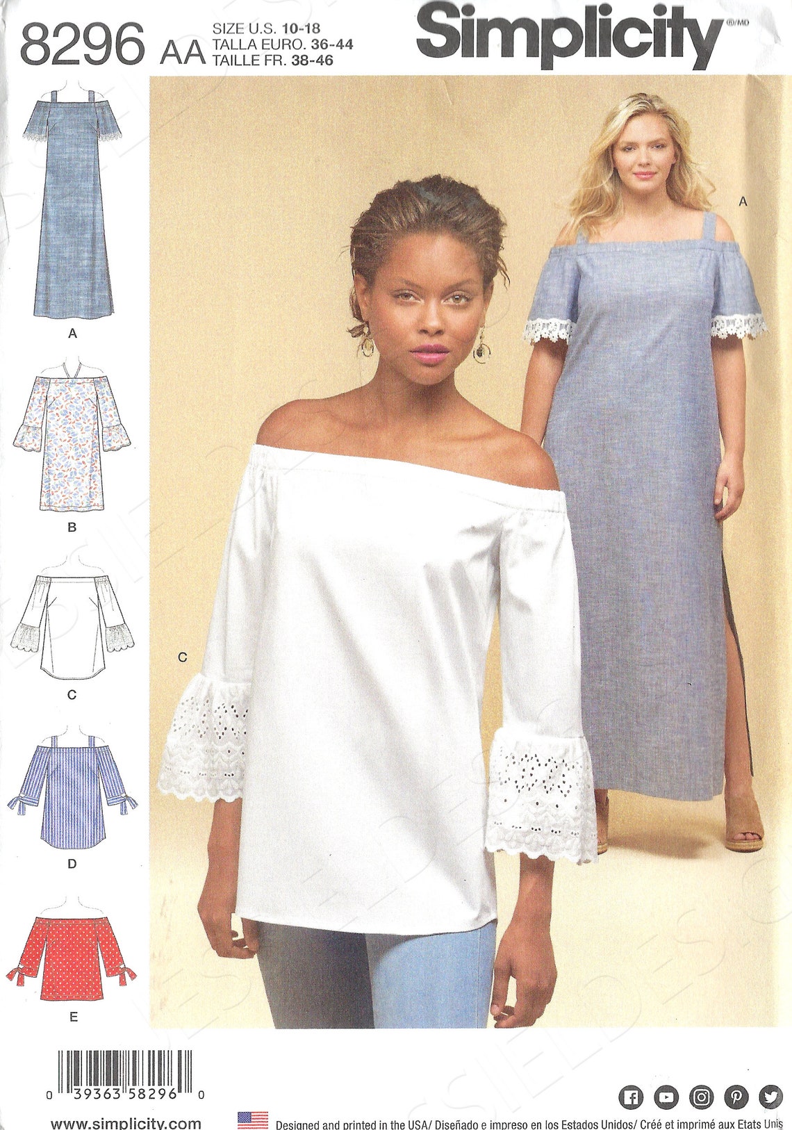 Uncut Simplicity Sewing Pattern 0629 8296 Blouse Dress Size - Etsy