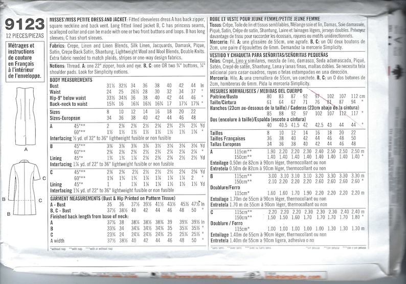 Uncut Vintage Simplicity Sewing Pattern 9123 Fitted Dress and - Etsy