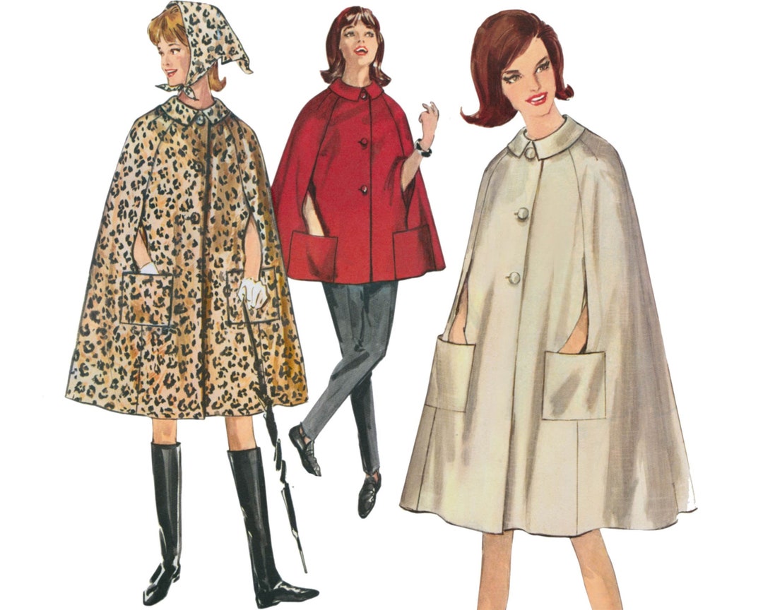 Uncut Sewing Pattern for Vintage 1960s Lined Cape & Cape Coat for Women ...