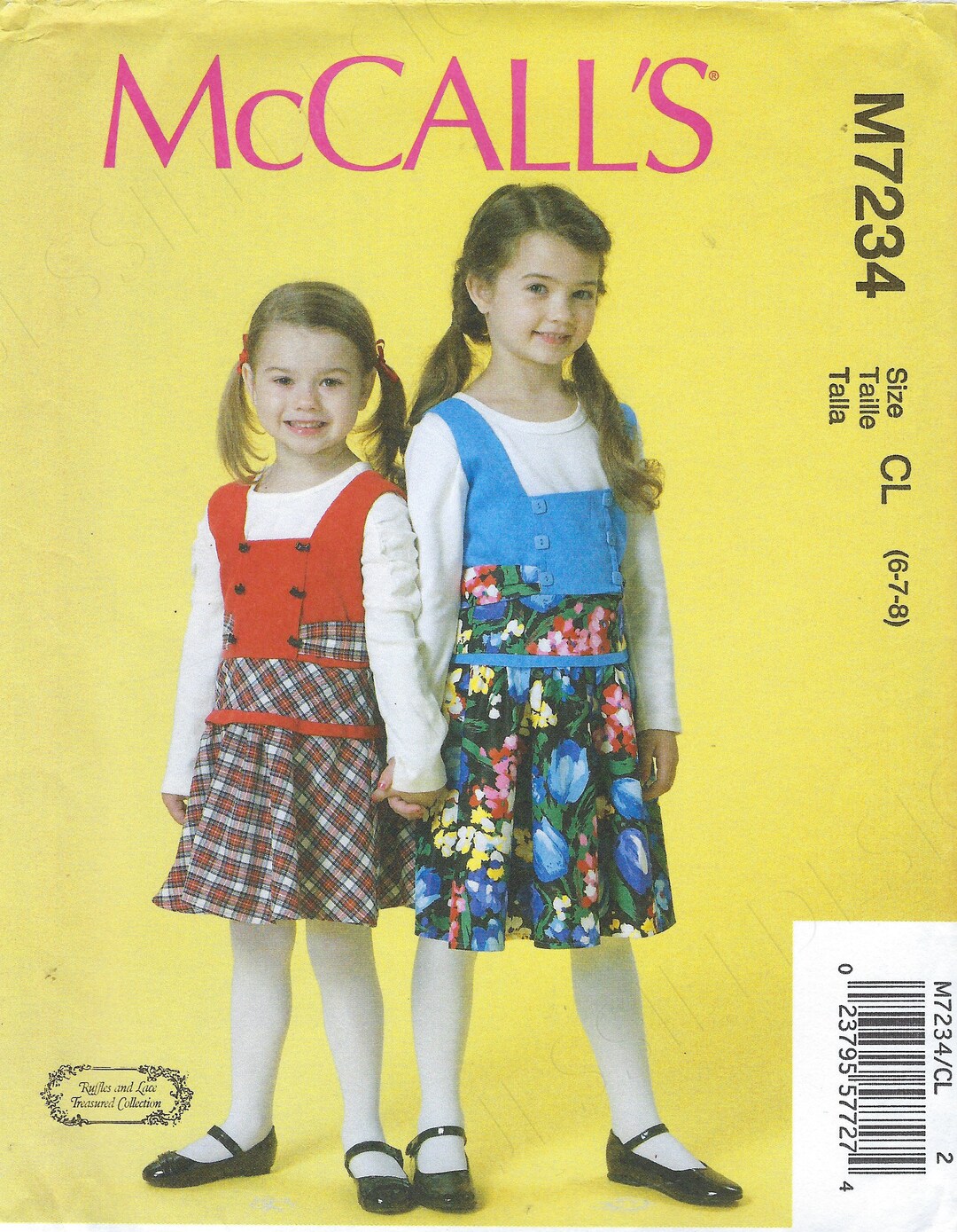 Uncut Mccalls Sewing Pattern 7234 Girl's, Toddler's Dress Size 2-5 6-7 ...