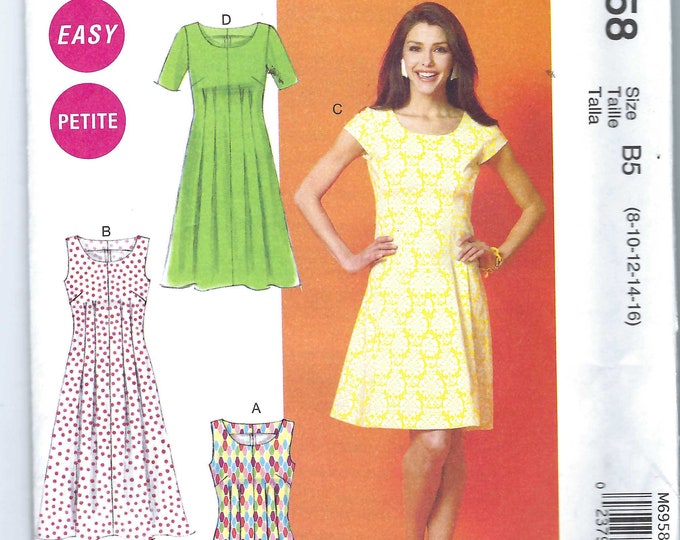 Uncut Mccalls Sewing Pattern 6958 Petite Fit and Flared Dresses Misses ...
