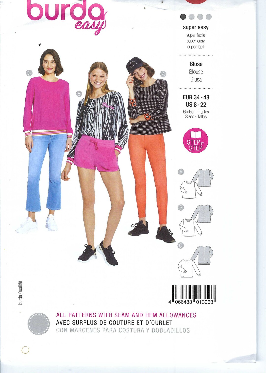 Uncut Burda Sewing Pattern Misses' Blouse Burda Style Sewing Pattern ...