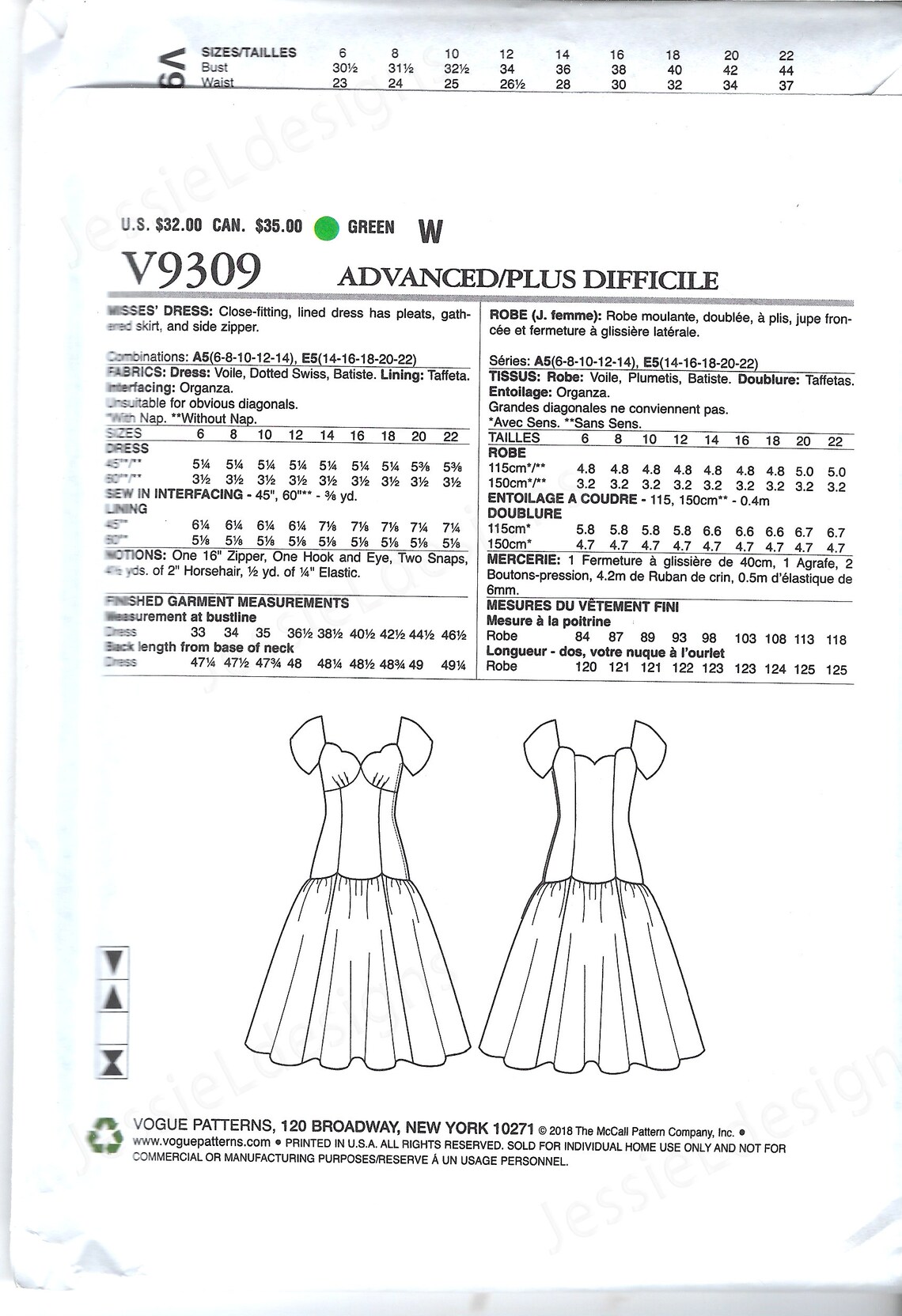 Uncut vogue sewing pattern 9309 Misses Claire Shaeffer's | Etsy