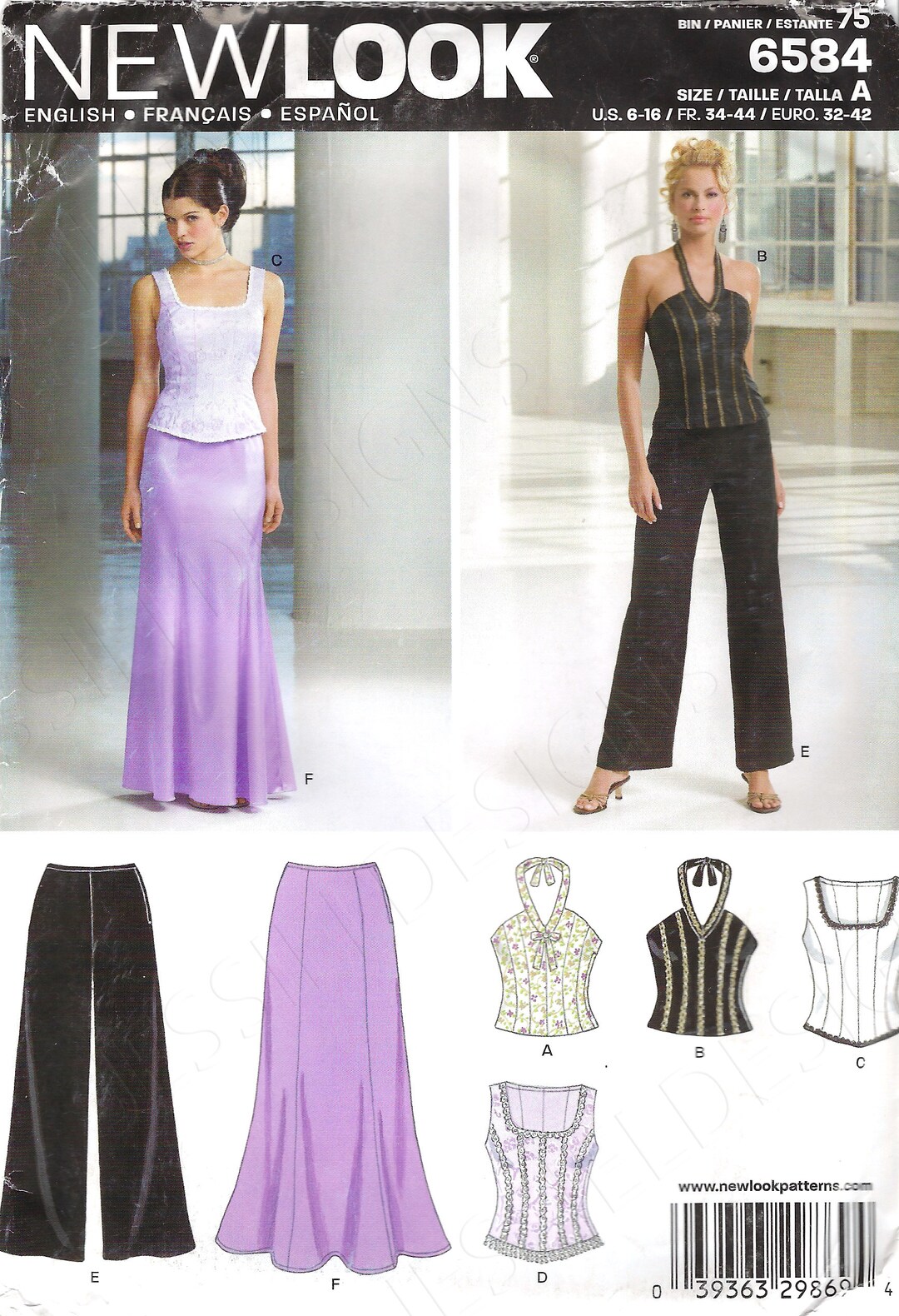 Uncut New Look Sewing Pattern 6584 Misses Tops Pants Skirts Sewing ...