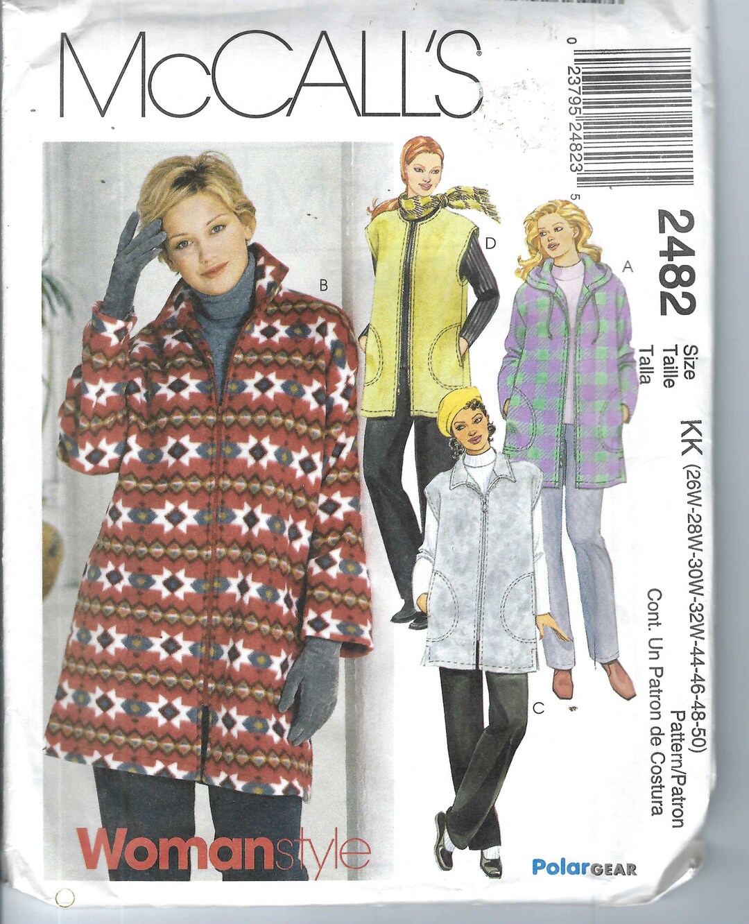 Uncut Vintage Mccalls Sewing Pattern 2482 Sew Pattern Polar Fleece Long ...