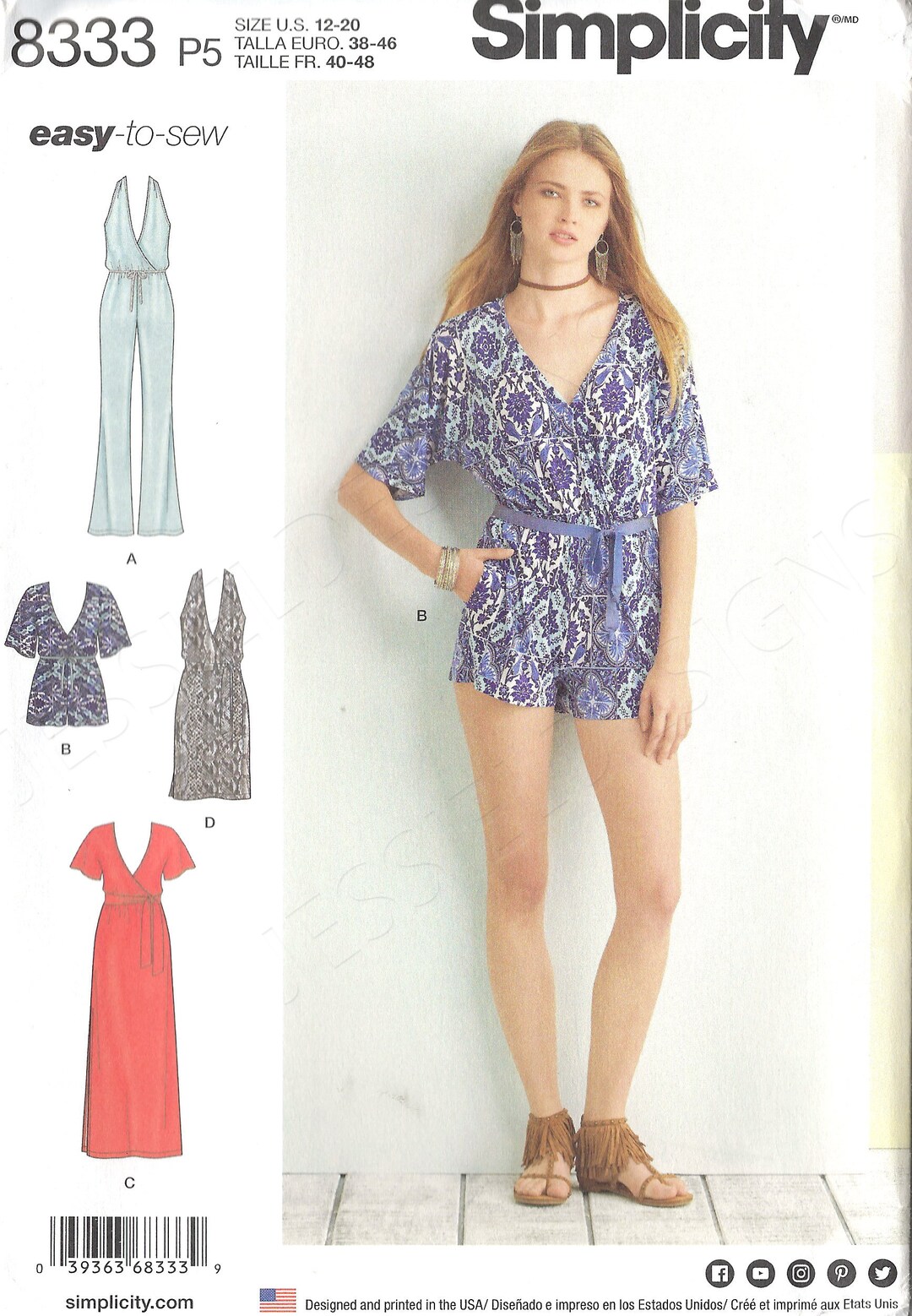 Uncut Simplicity Sewing Pattern 622 8333 Misses' Knit Jumpsuit and ...