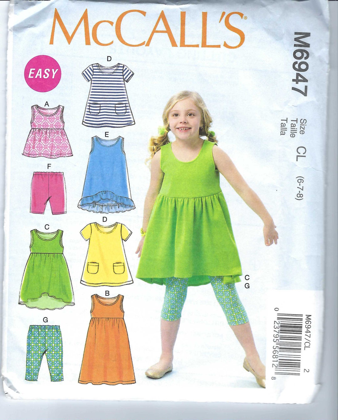 Uncut Mccall's Sewing Pattern 6947 Children's and Girl's Top,dresses ...