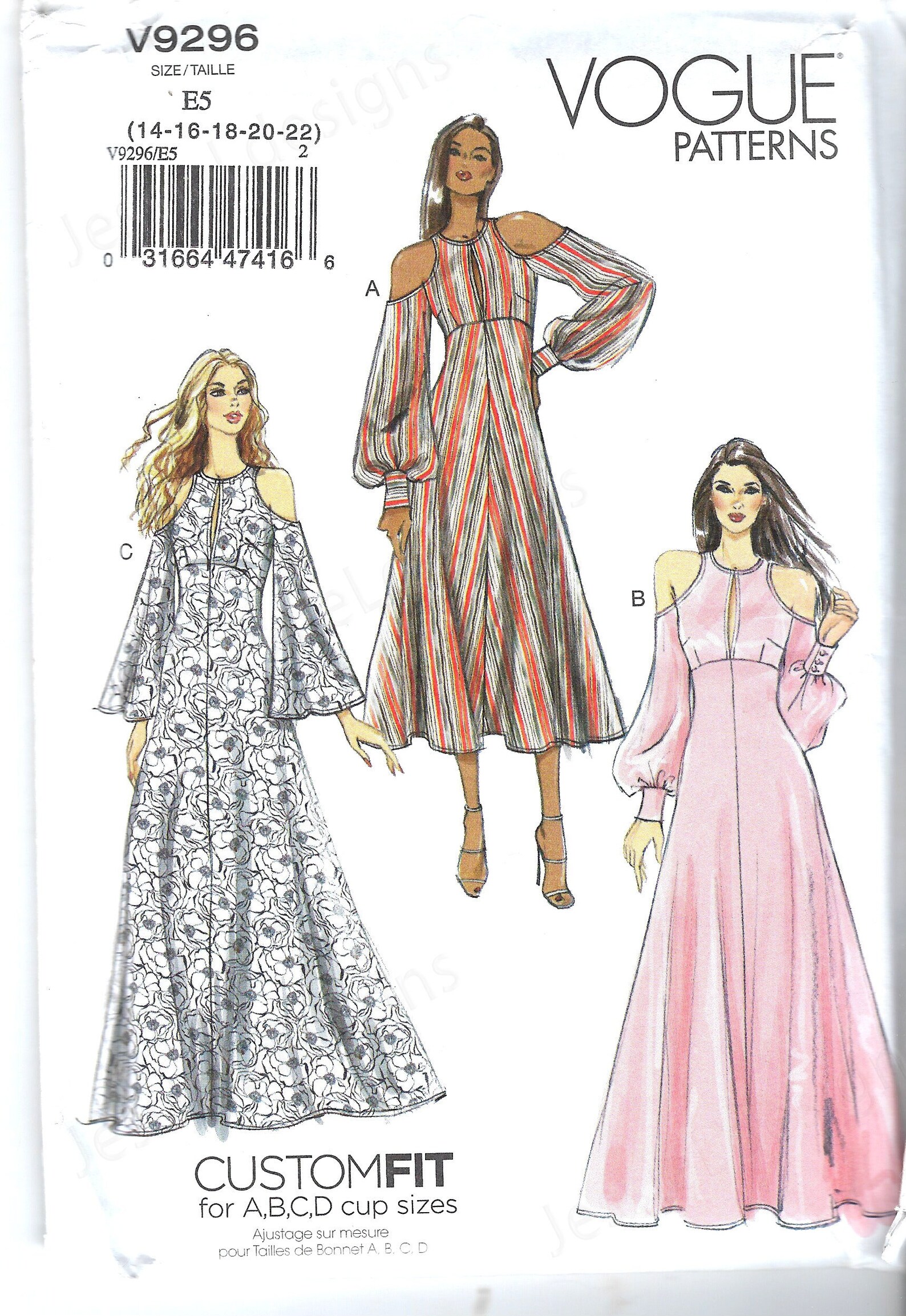 Uncut Vogue Sewing Pattern 9296 Misses' Dress Size 6-14 or 14-22 FF - Etsy
