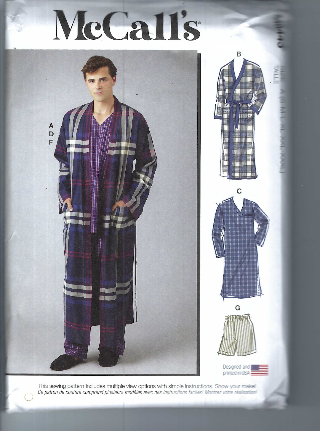 Uncut Mccalls Sewing Pattern Men's Sleepwear Mccall's Sewing Pattern 8443 Size S-xxxl Factory ...