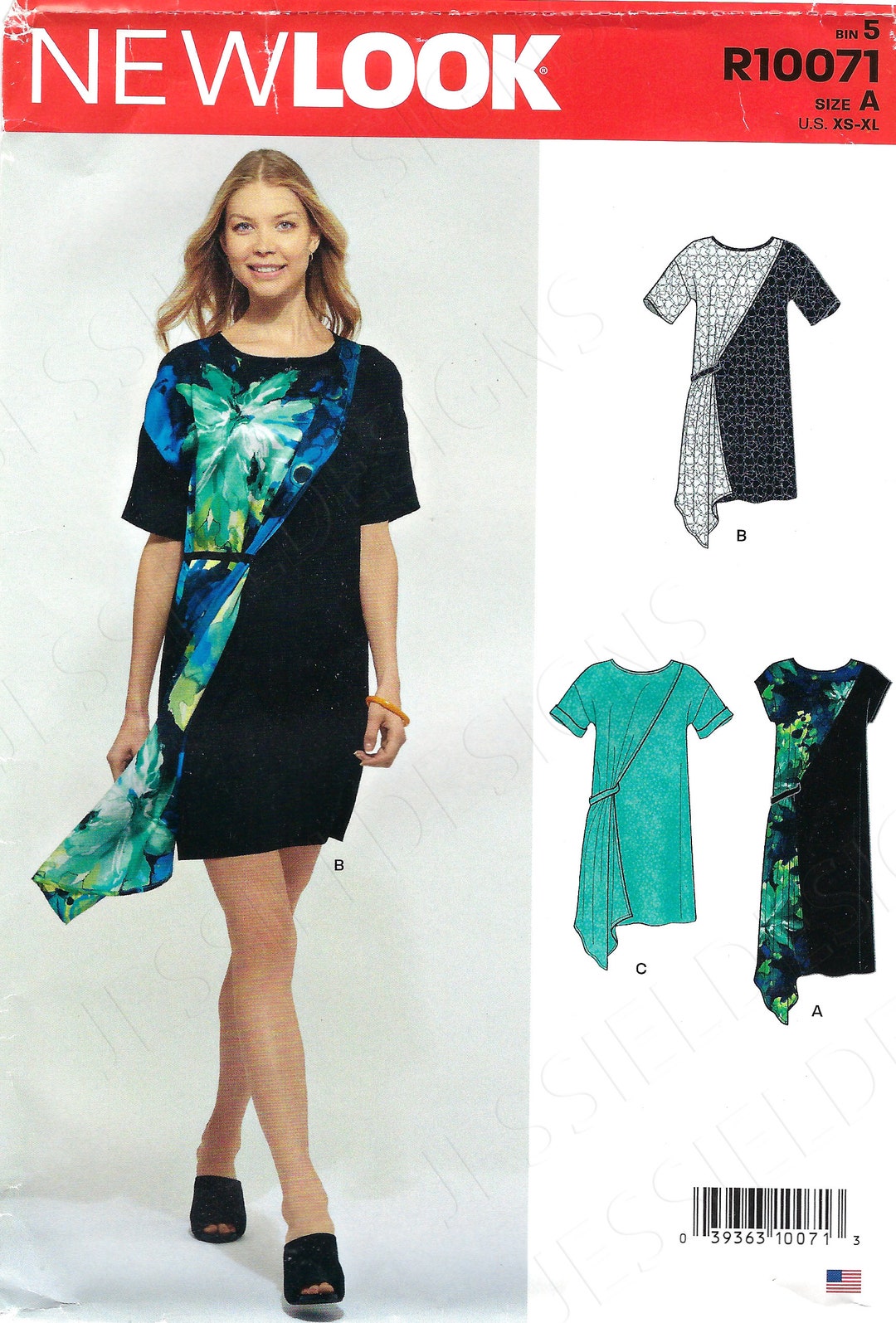 Uncut New Look Sewing Pattern 10071 6596 Women's Loose-fitting Dress W ...