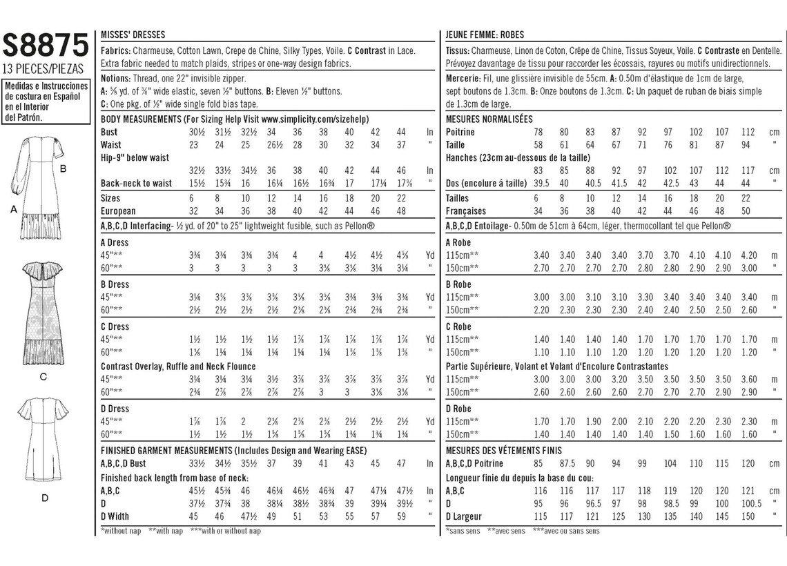 Uncut Simplicity Sewing Pattern 10117 8875 Misses' Dresses - Etsy