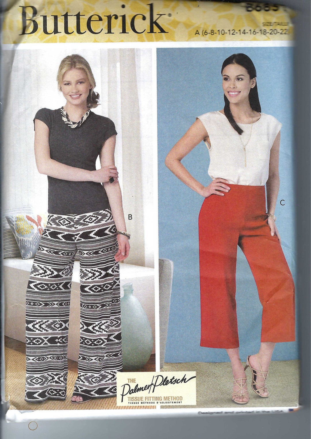 Uncut Butterick Sewing Pattern Womens Pants and Shorts, Wide Leg Pants ...