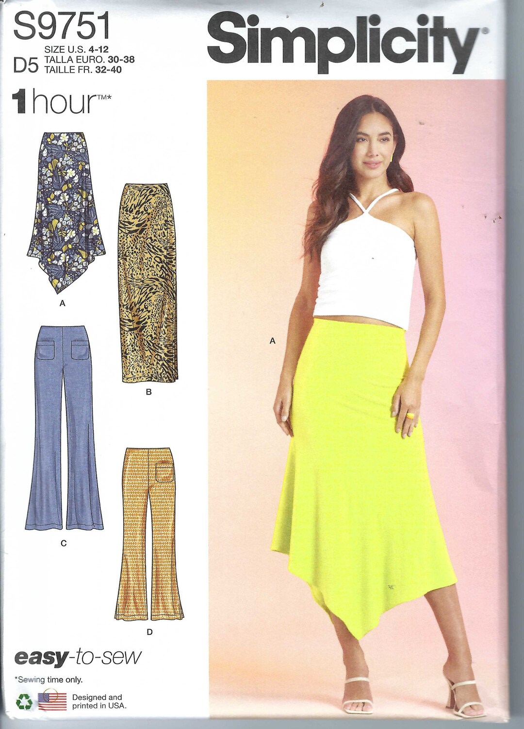 Uncut Simplicity Sewing Pattern Womens Knit Pants and Skirts, Flared ...