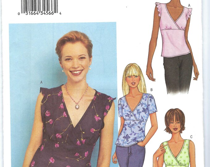 Uncut Butterick Sewing Pattern 3385 Misses Top Size 6-8-10 18-20-22 FF ...
