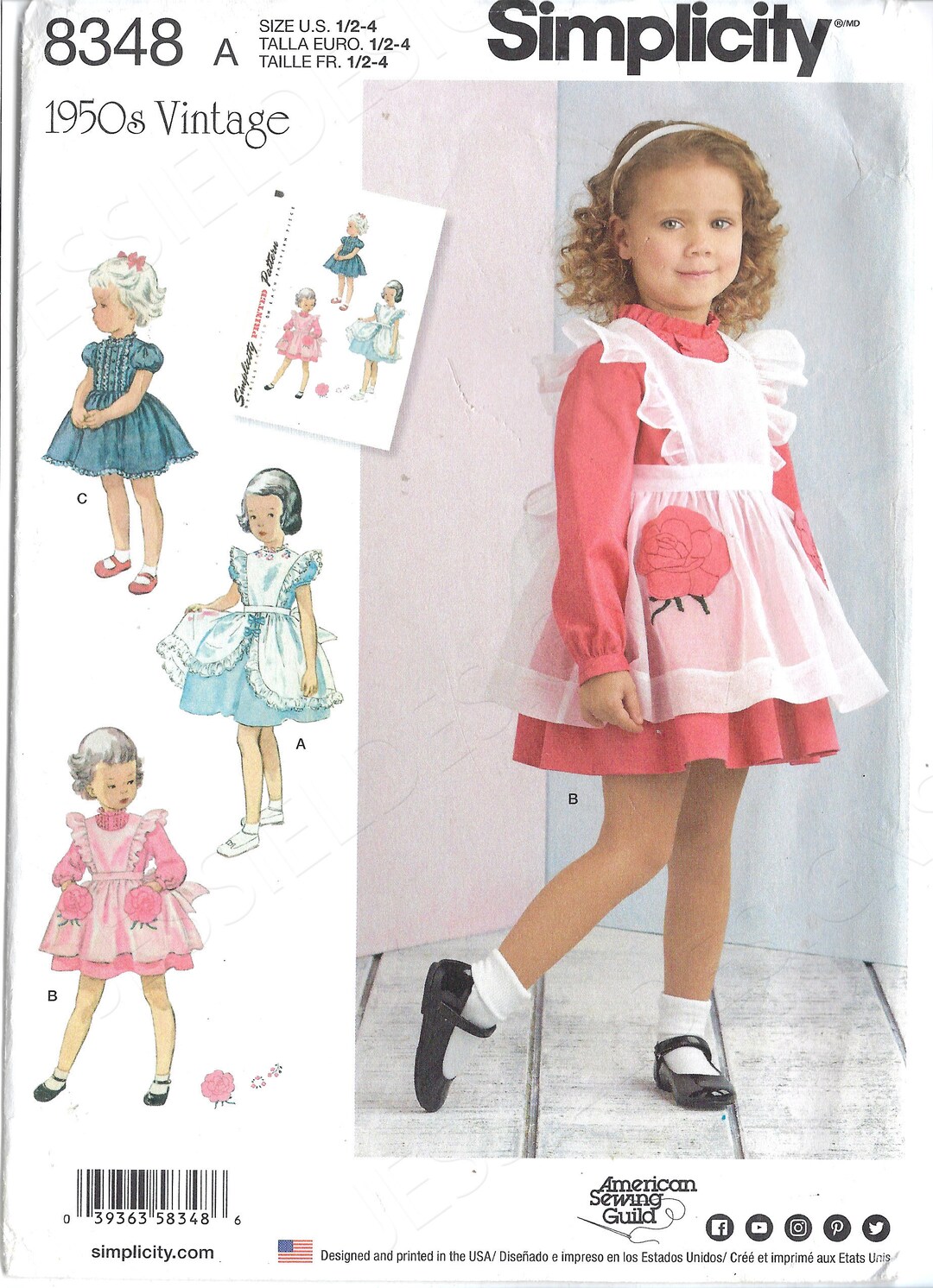 Uncut Simplicity Sewing Pattern 8348 Toddlers Dress and Pinafore Size 1 ...