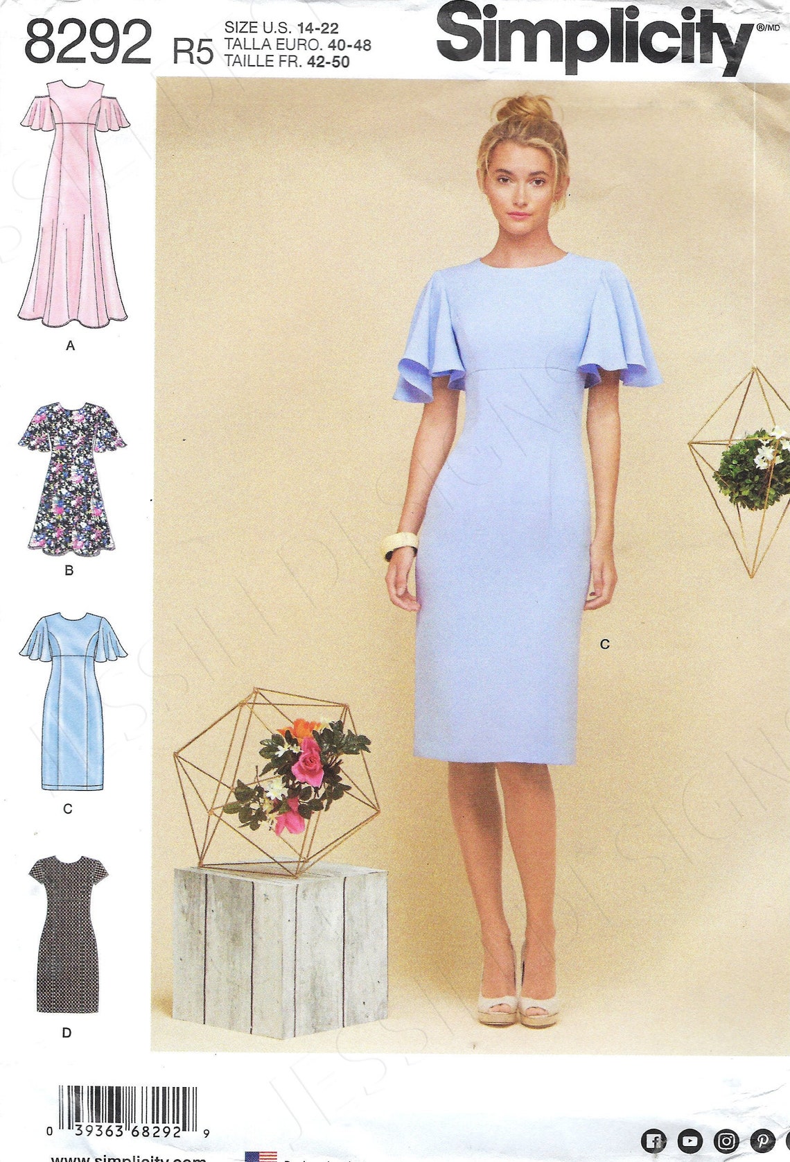 Uncut Simplicity Sewing Pattern 636 8292. Gorgeous Feminine Dresses ...