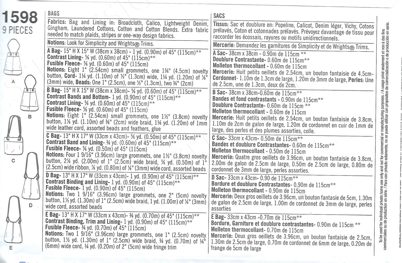 Uncut Simplicity Sewing Pattern 1598 Bags 5 Styles Purse - Etsy