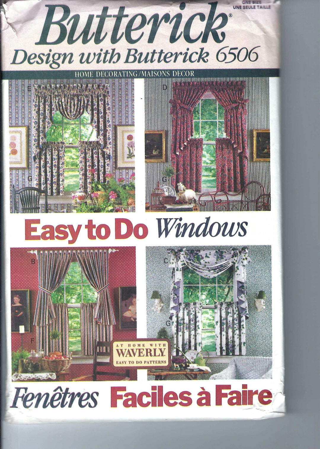 Uncut Butterick Sewing Pattern 6506 Waverly Easy to Do Windows: Cafe ...
