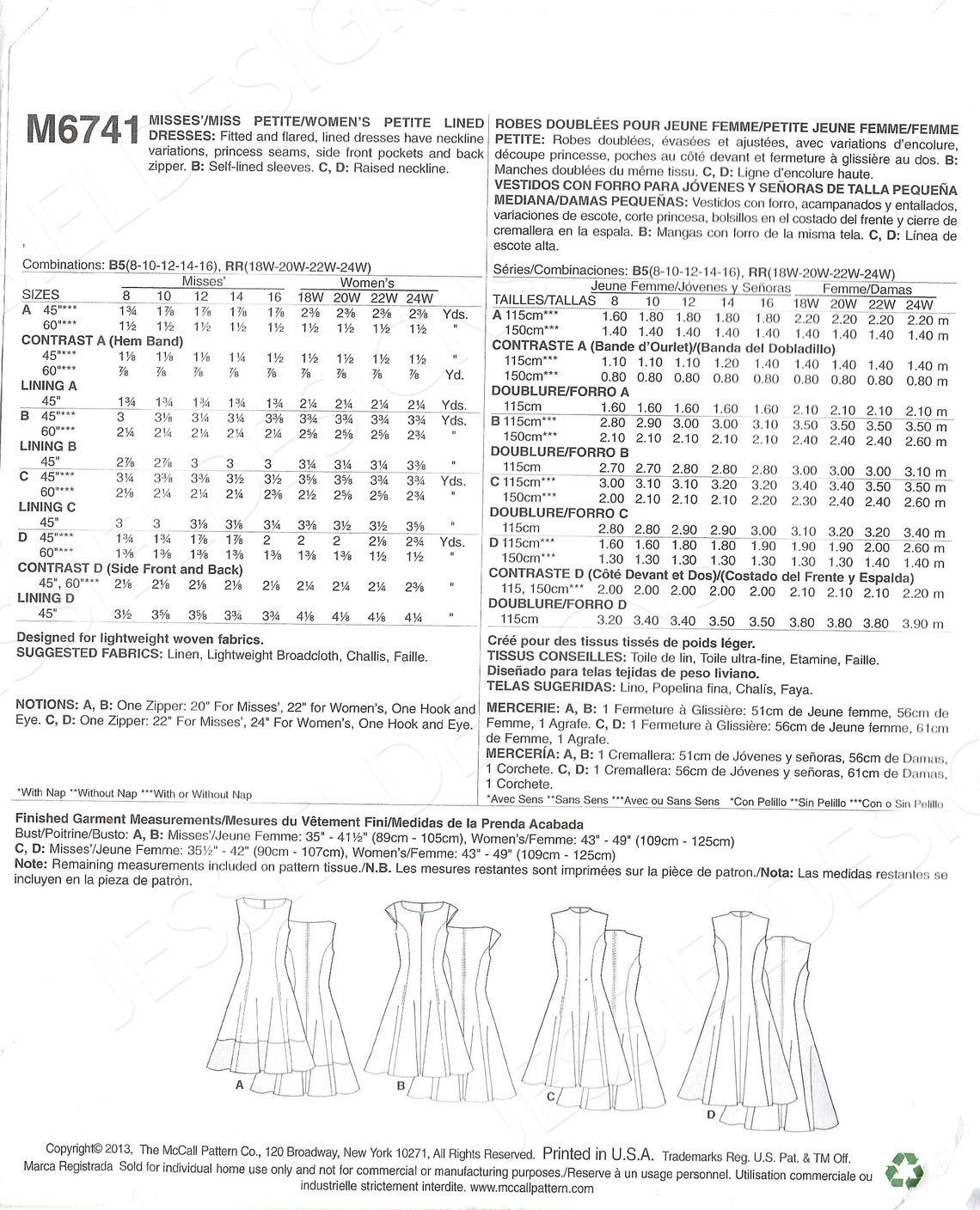 Uncut Mccall's Sewing Pattern 6741 Woman Dress - Etsy