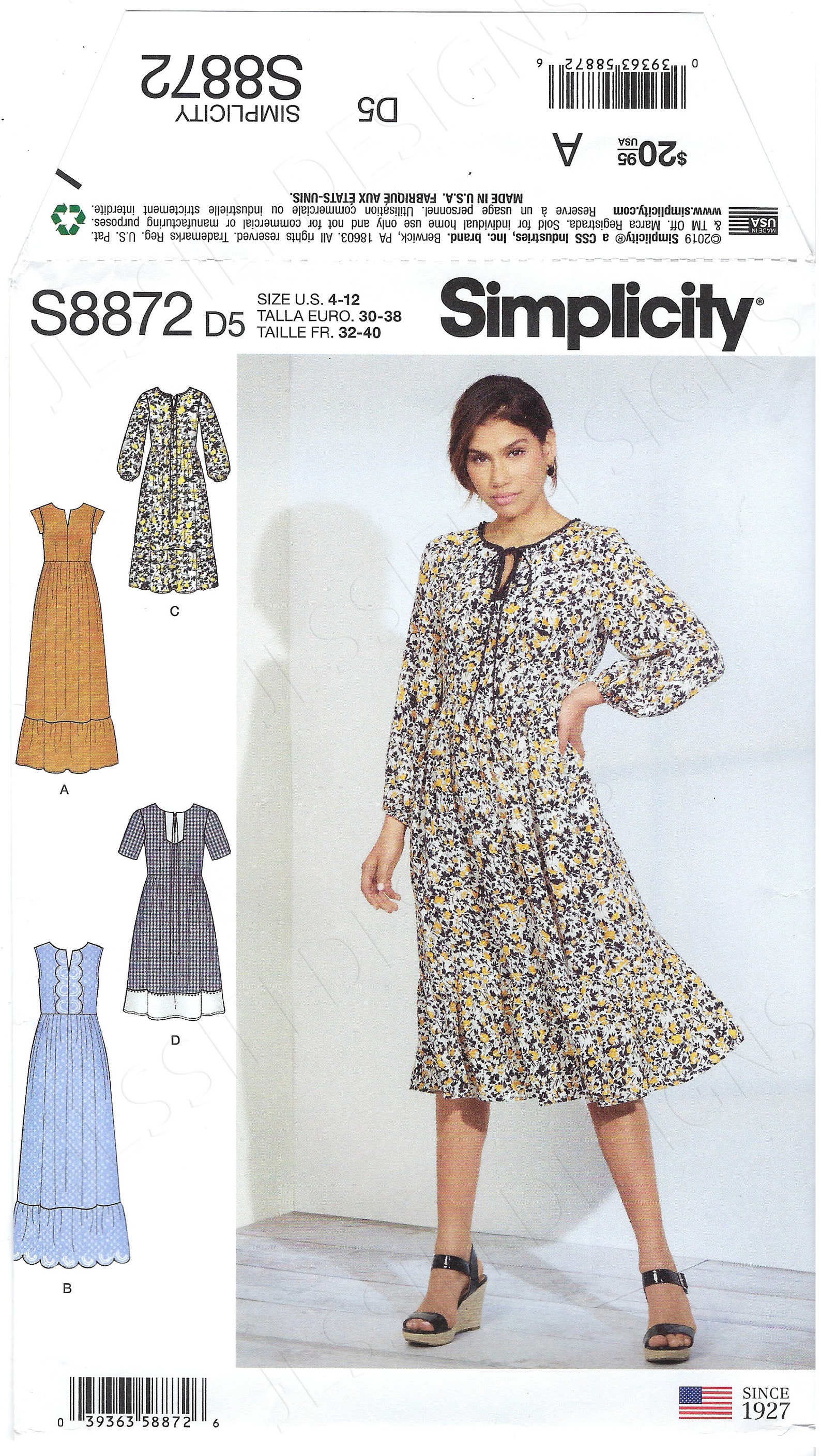 Uncut Simplicity 10115 S8872 8872 Sewing Pattern Misses Pullover Dress ...